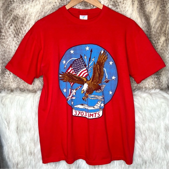 Vintage | Shirts | Vintage Air Force 373 Bmts American Flag Bald Eagle ...